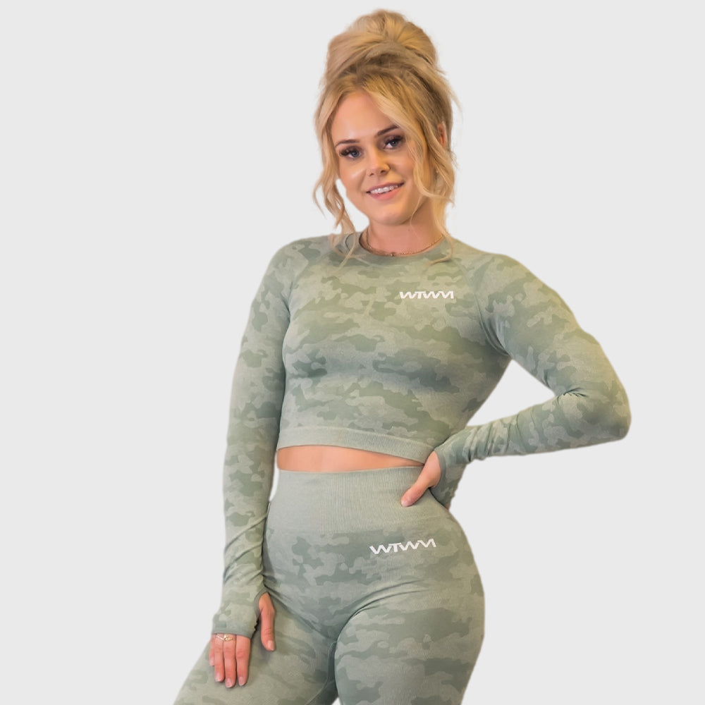 Forrest Camo Crop Top Long Sleeve | Kajakk og Fritid